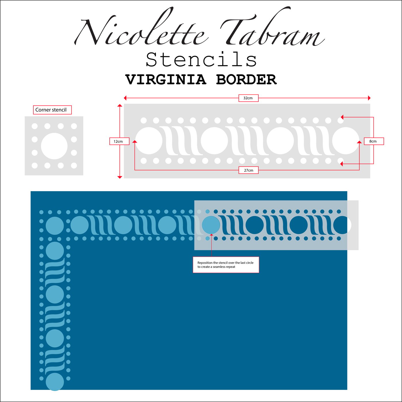 Virginia Border Stencil for Floors, Walls, Furniture, Fabric ...