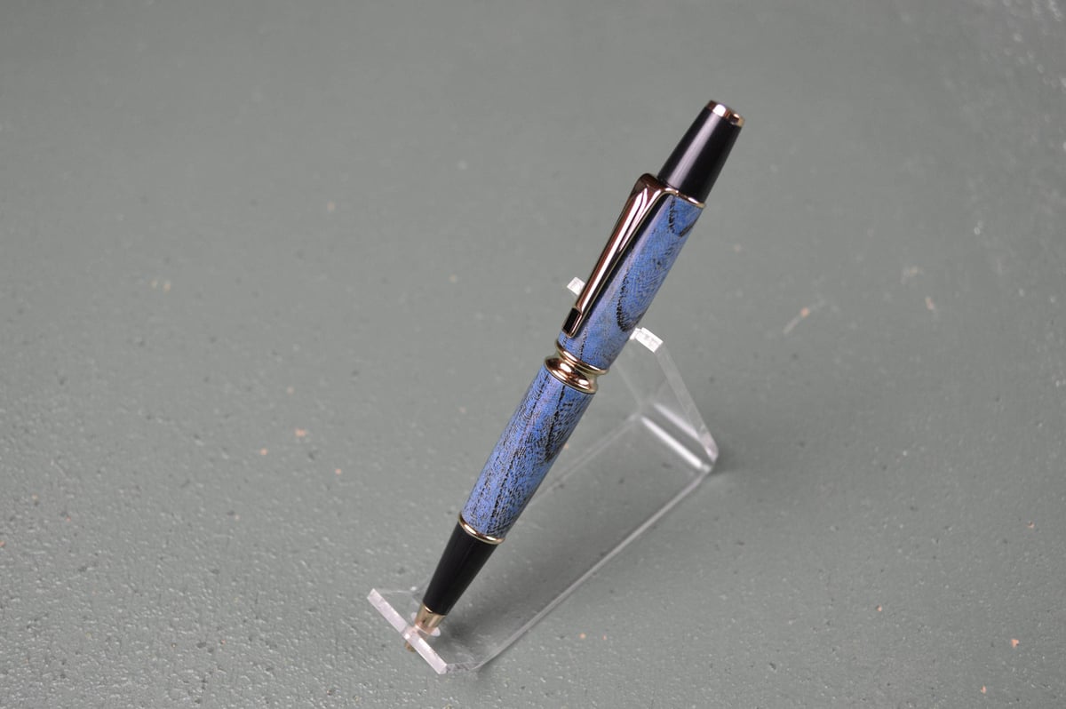 Blue Spalted Maple Pen, Gold Trim, #0123 | PENSBYKSTRAUSS