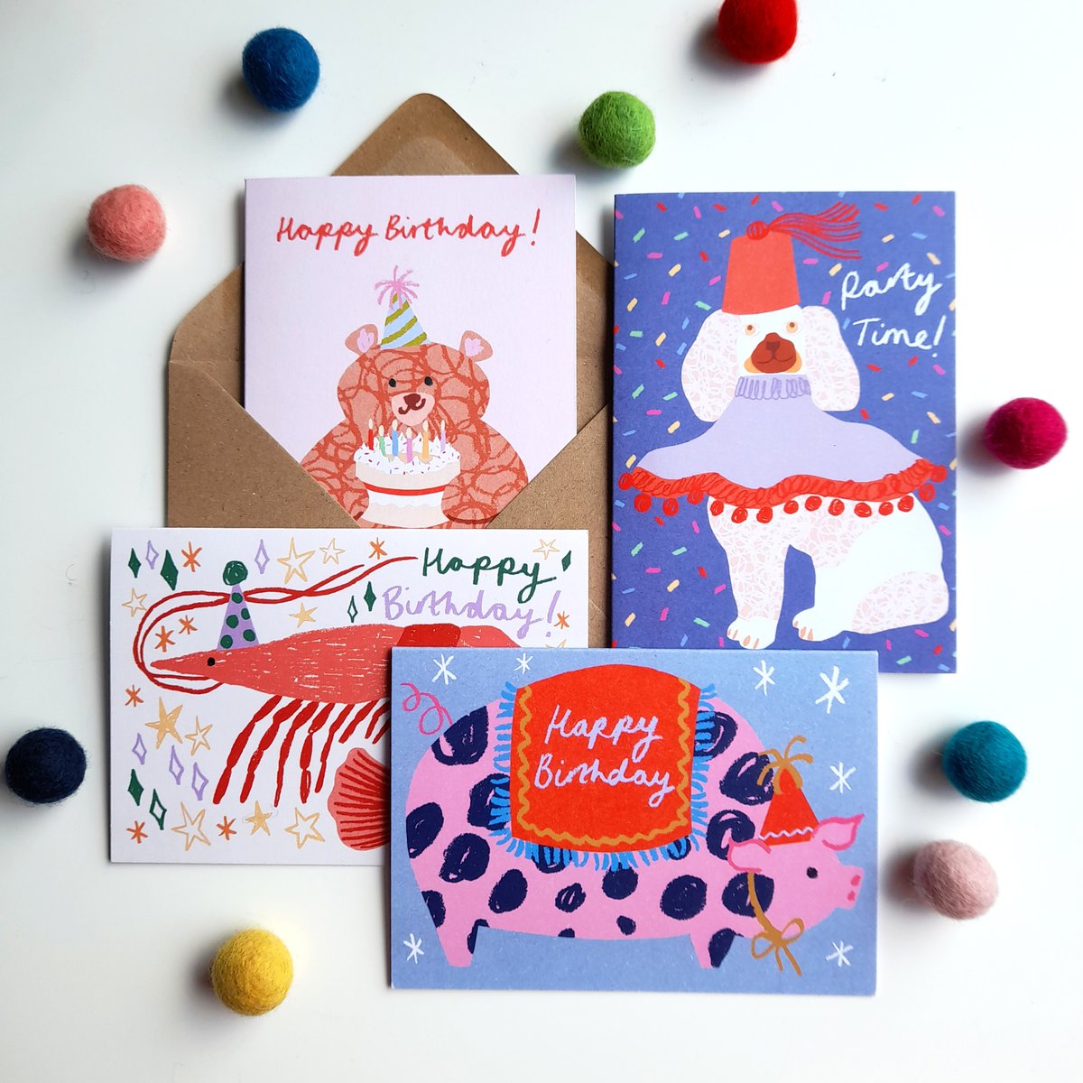Party Animals Birthday Card Pack | Charlotte Bowie Illustration