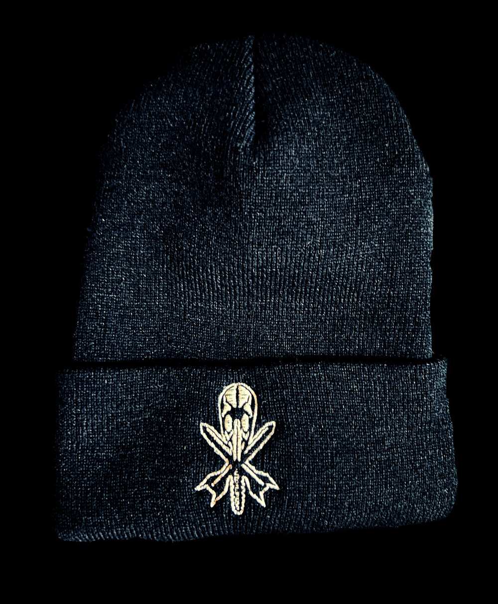 Glow in the Dark Gas Mask Logo Embroidered Beanie | CHET ZAR STORE OF DOOM