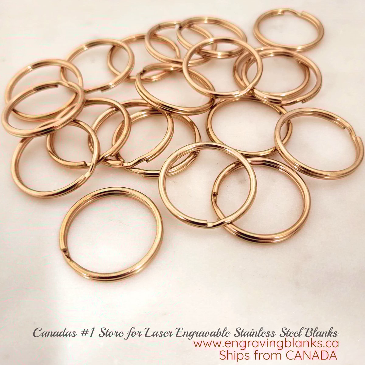 25 Pieces Rose Gold Split Key Rings . | Laser engraving blanks Canada