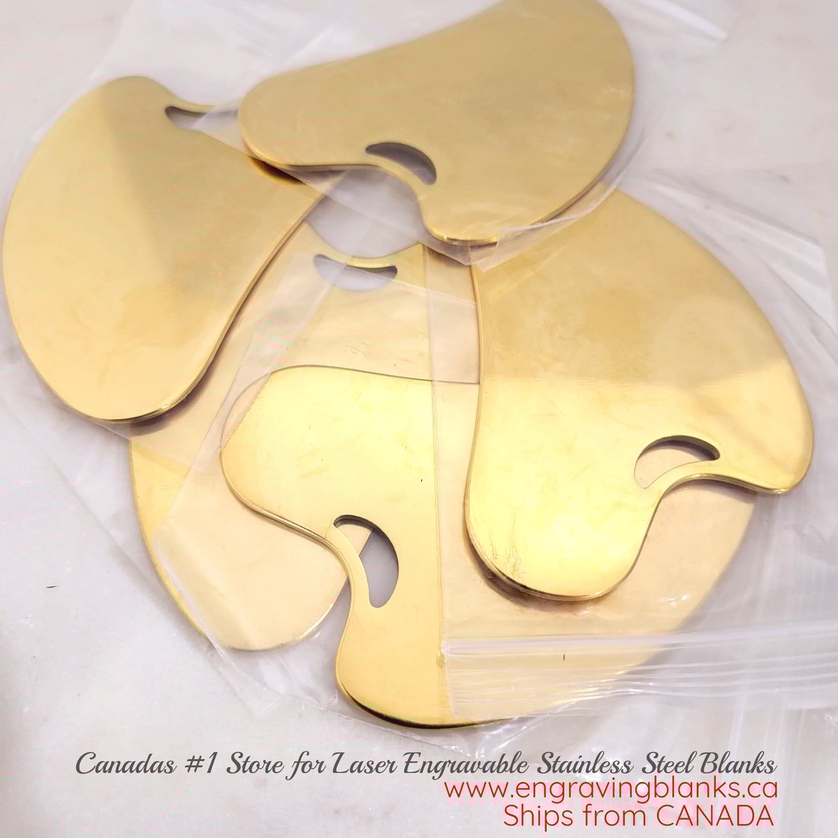 Yellow Gold Steel Guasha Blanks 5 Pack Steel Laser Engraving Blanks ...