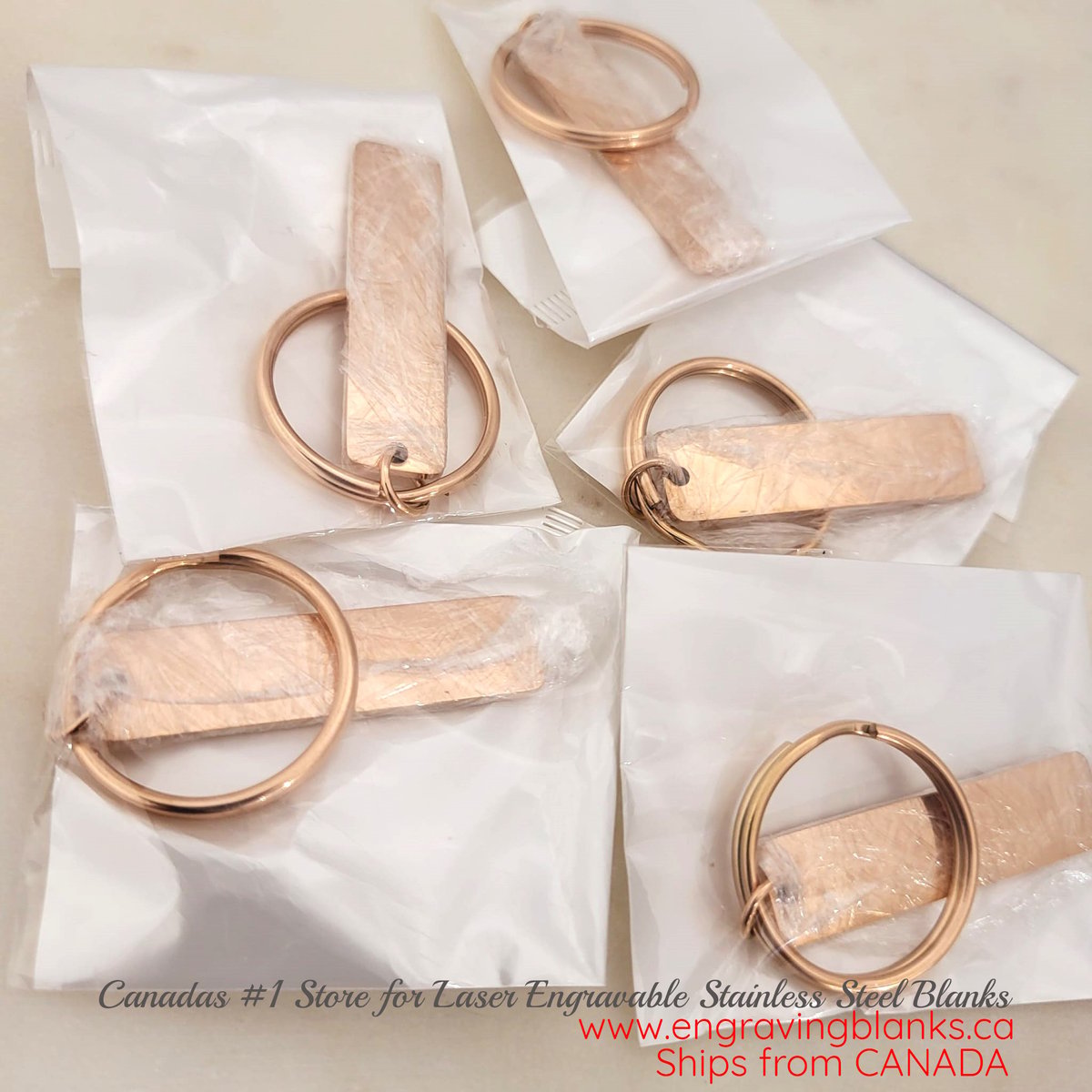 Rectangle Rose Gold Tone Steel Keychain Blanks for Laser Engraving ...