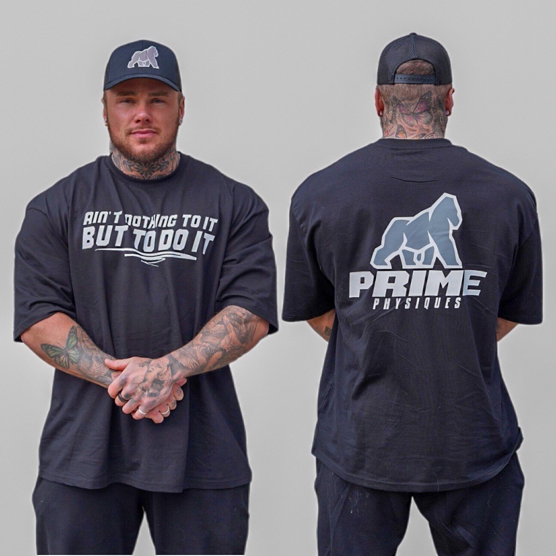 Prime Back Print Oversize Tee (Black) | Prime Physiques