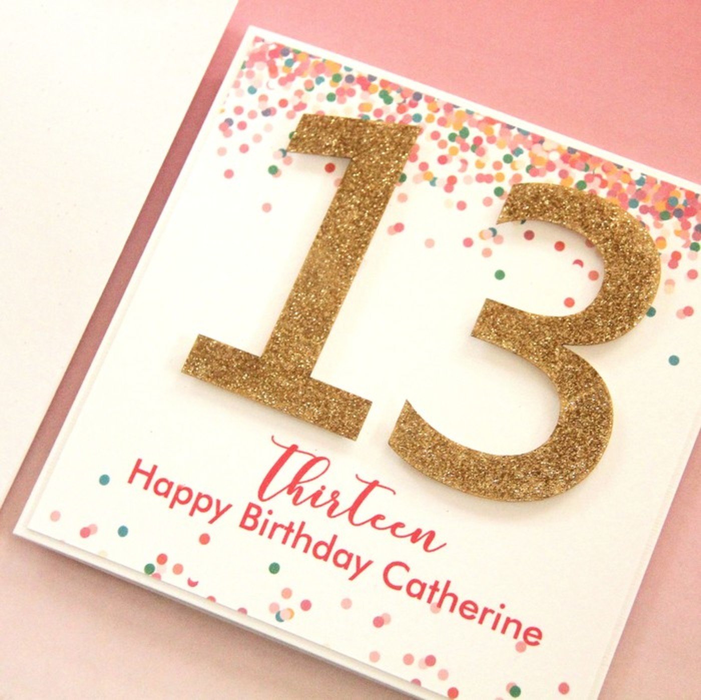 Handmade 13th Birthday Card. Personalised 13 Card. 4 Colours ...