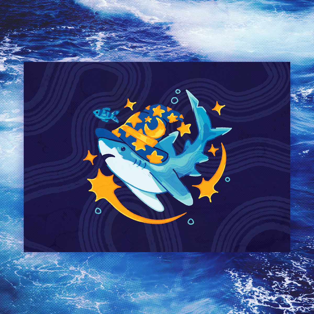 Blue Shark Wizard 5"x7" Fine Art Print | catnoli