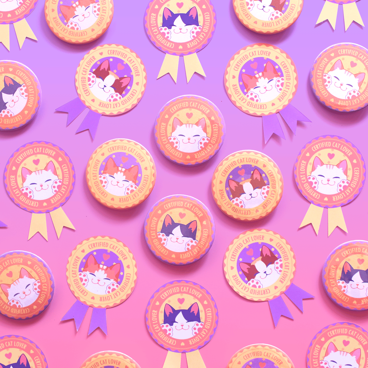 Certified Cat Lover Button Pins / Stickers | Bloomin Flowers