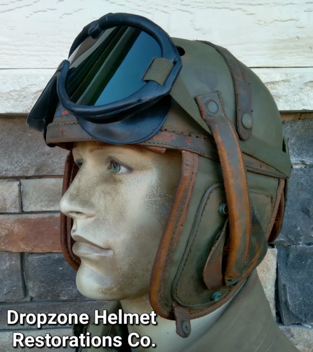 WWII Replica US M1938 Tank Crew Helmet & M-1944 Goggles. 2nd Armored ...