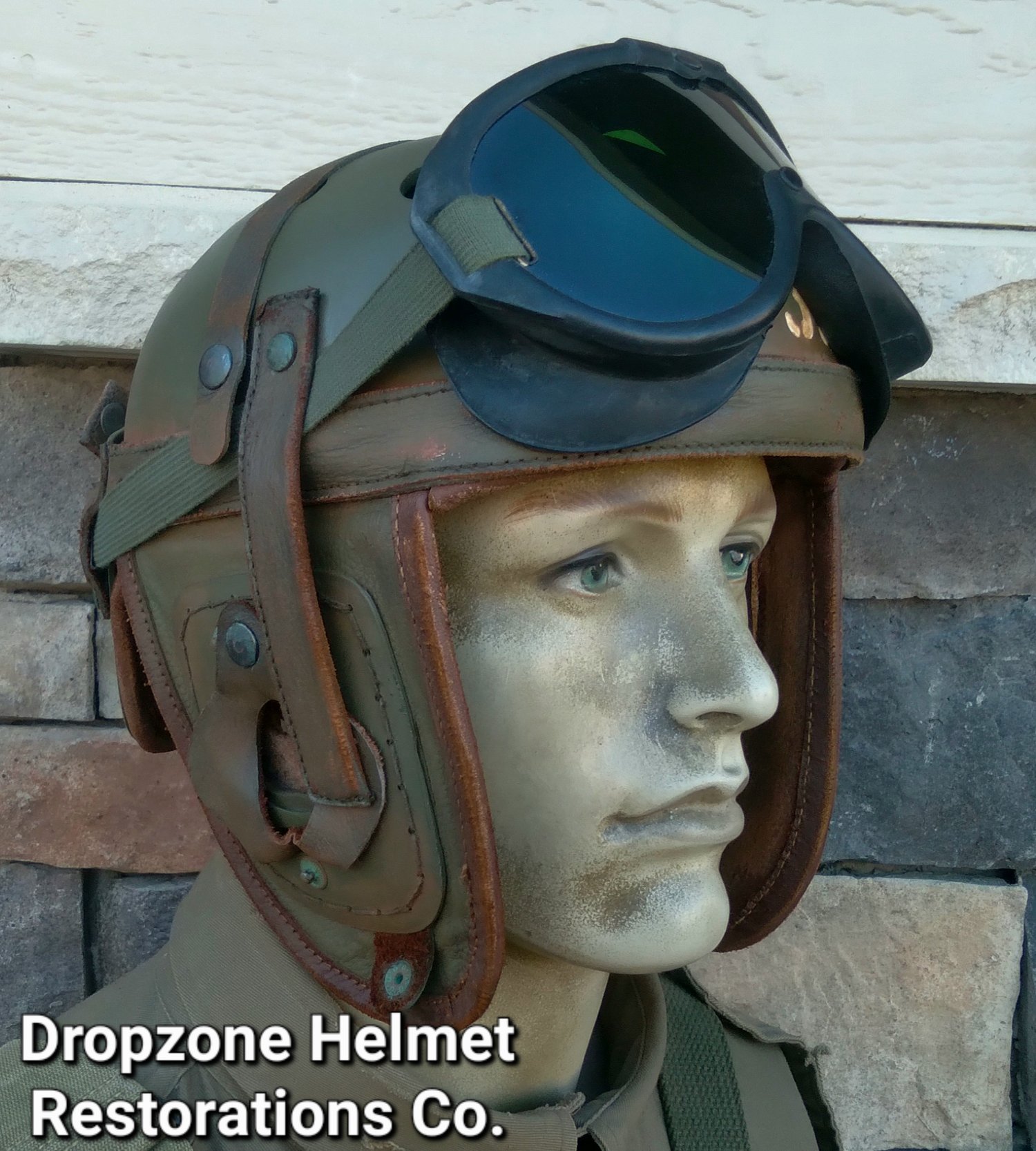 WWII Replica US M1938 Tank Crew Helmet M-1944 Goggles. 3rd Armored ...