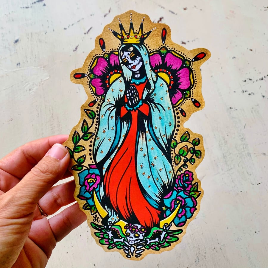 Day Of The Dead Virgen De Guadalupe Sticker Decal Illustrated Ink