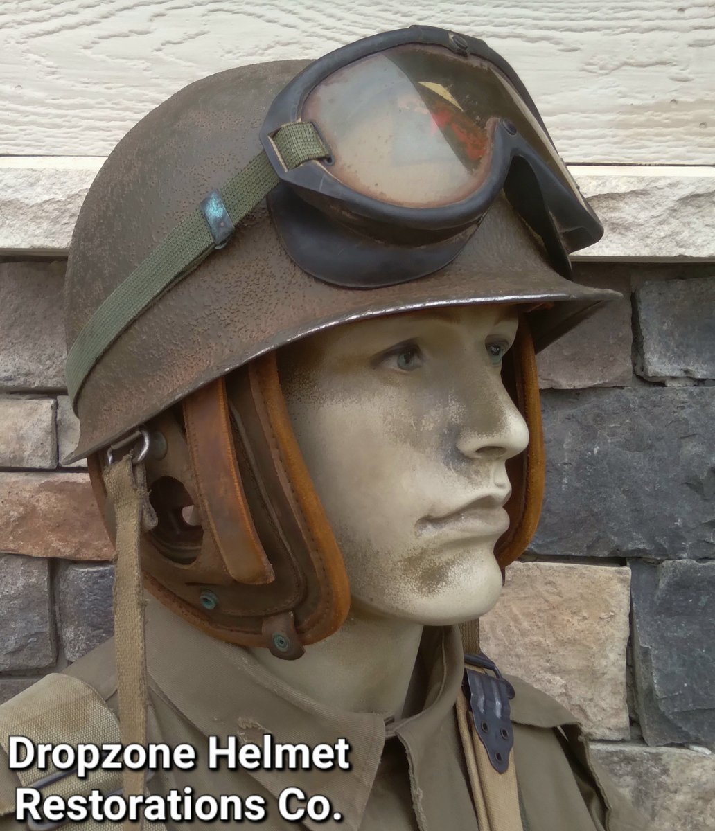 WWII Replica US M1938 Tanker Helmet, Front Seam Helmet & Goggles. 3rd ...