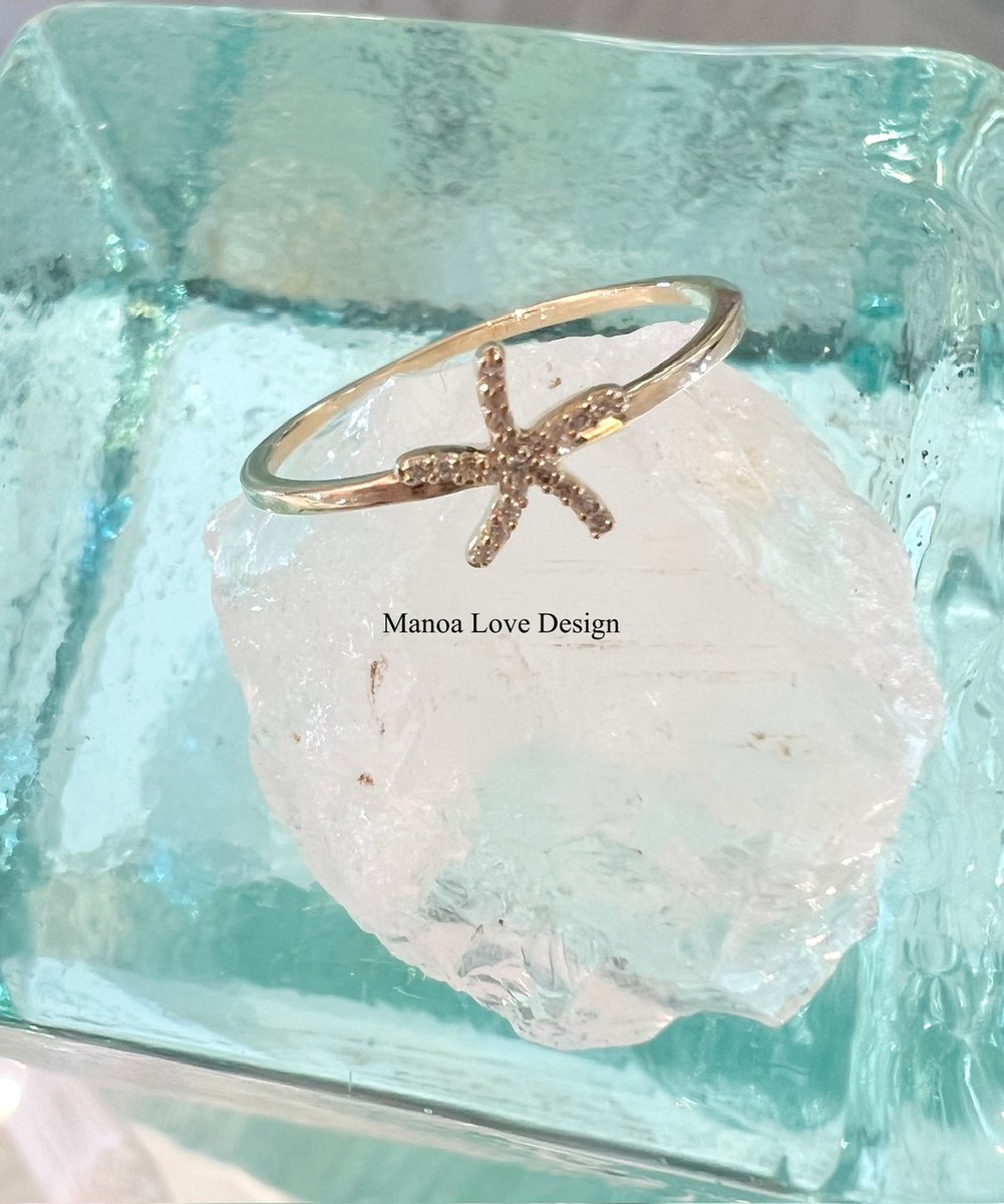 14k solid gold diamond starfish ring | Manoa Love Design