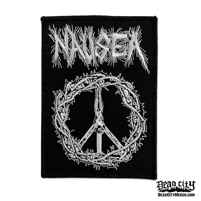 Dead City Merchandise — NAUSEA "Logo Antichrist Peace Sign" Embroidered ...
