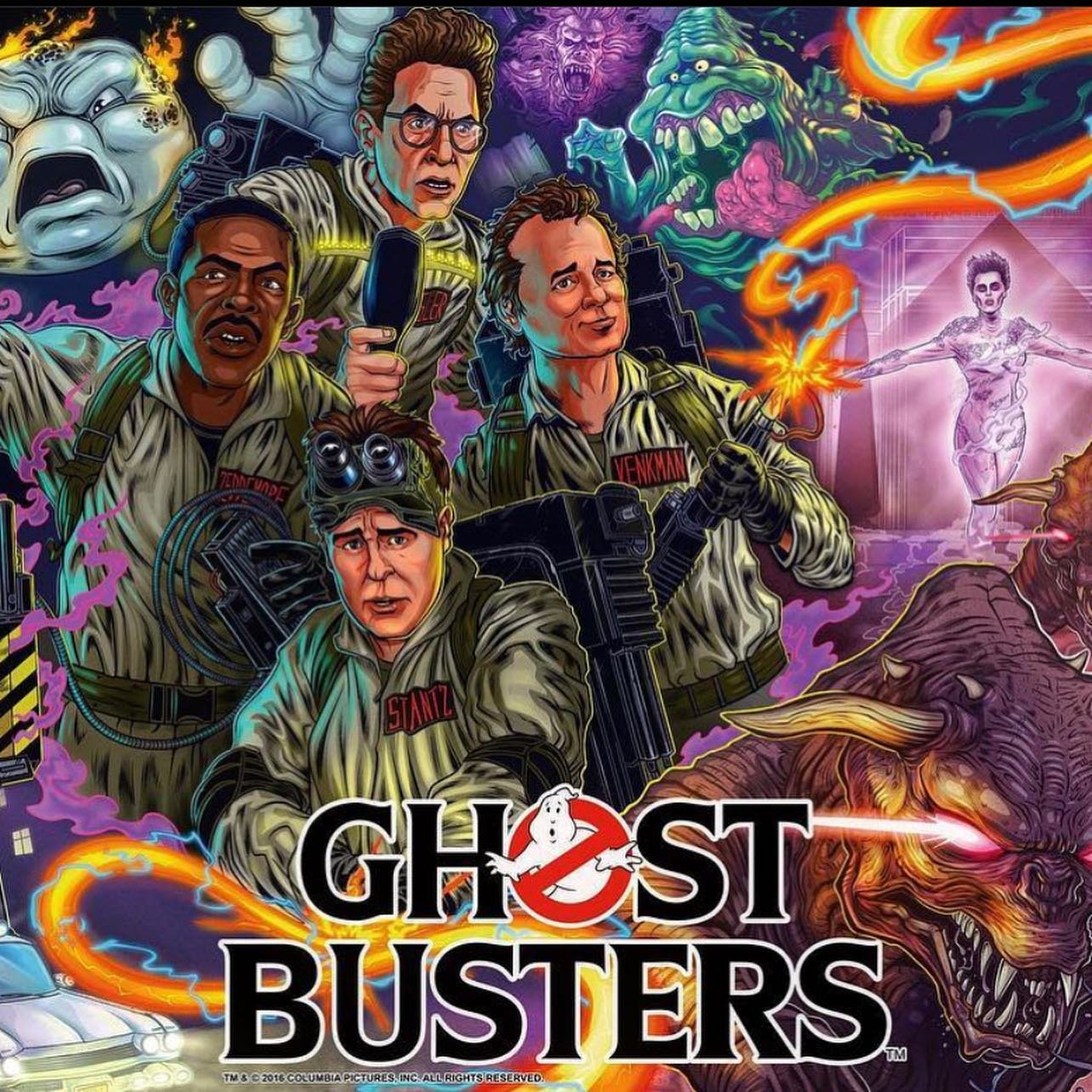 Ghostbusters Signed Pinball Translite / Zombie Yeti
