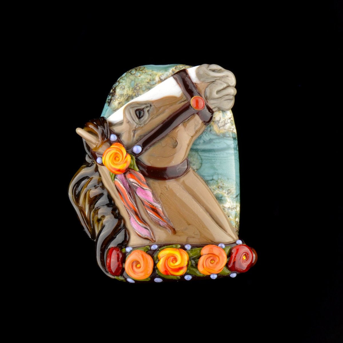 XXXL. Meadowlark Carousel Horse - Flamework GLass Sculpture Bead | Joy ...