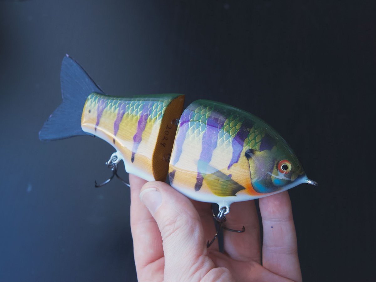 Solarfall Baits Wooden blue gill glide ( purple bars ) | Solarfallbaits