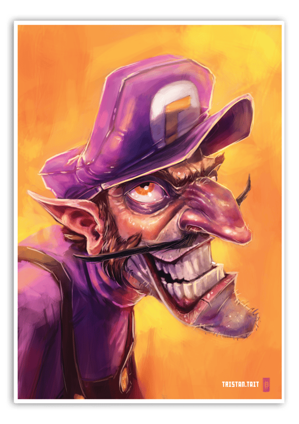 Waluigi - Super Mario Bros - A3 Poster Print | Tristan Tait Illustrations