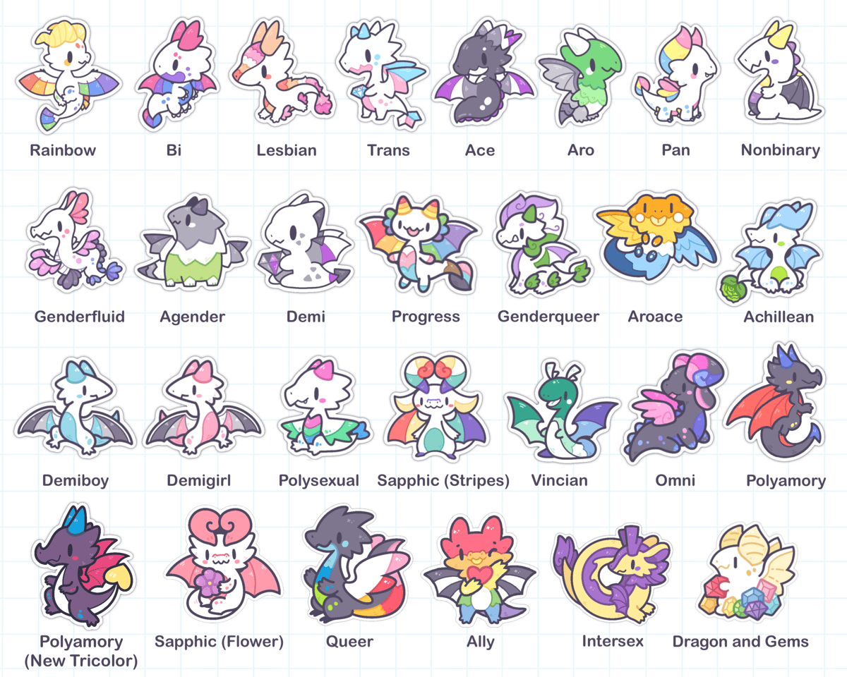 Pride Dragon Vinyl Stickers | ChaobunnyArts