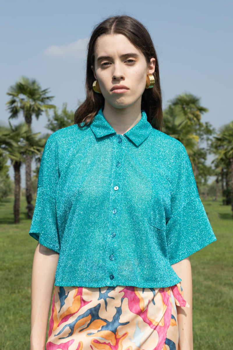 CAMICIA MAROCCO LUREX ACQUA €132 -50% | lucestudio