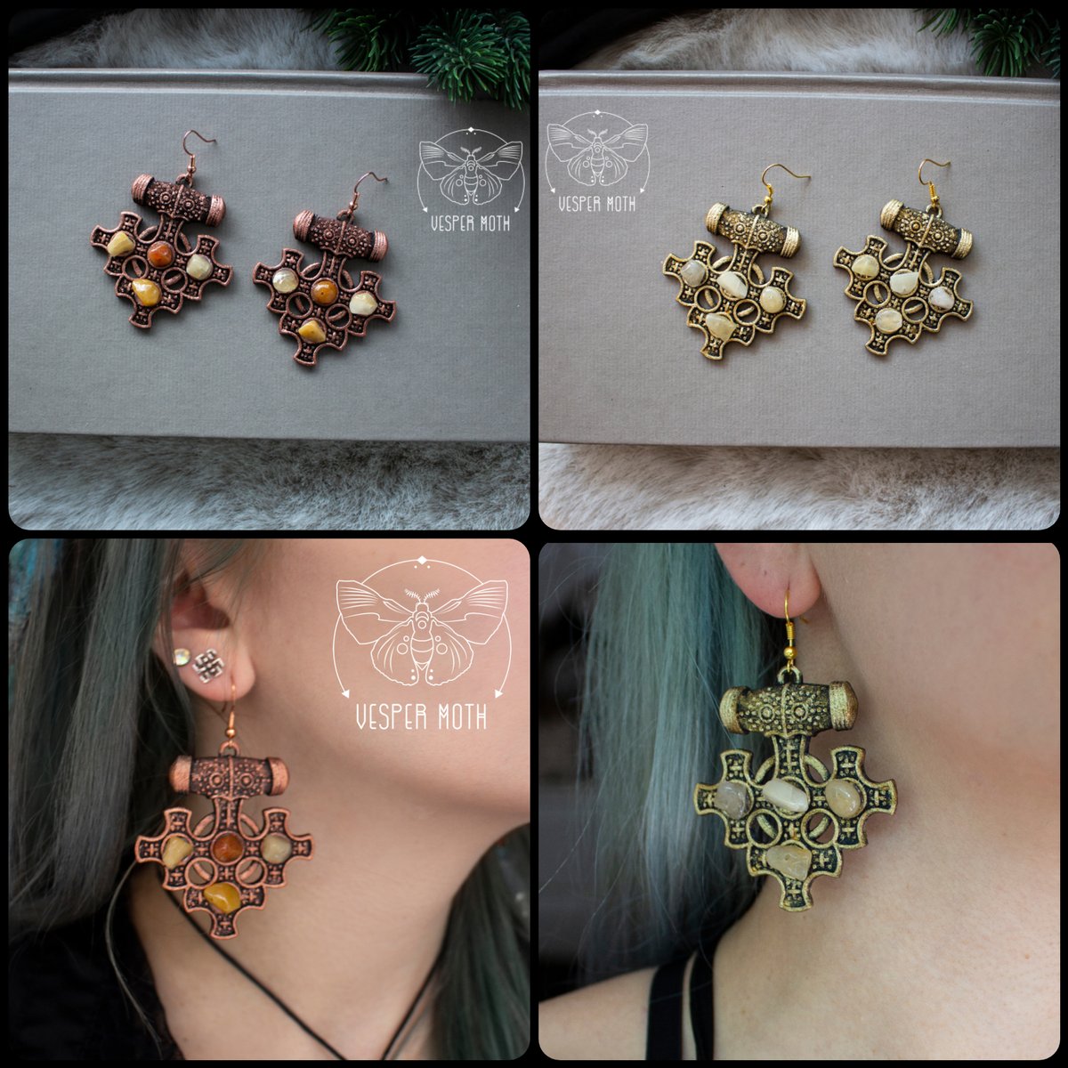 Hiddensee Crystal Earrings (Yellow Agate) - 3D printed *no metal ...