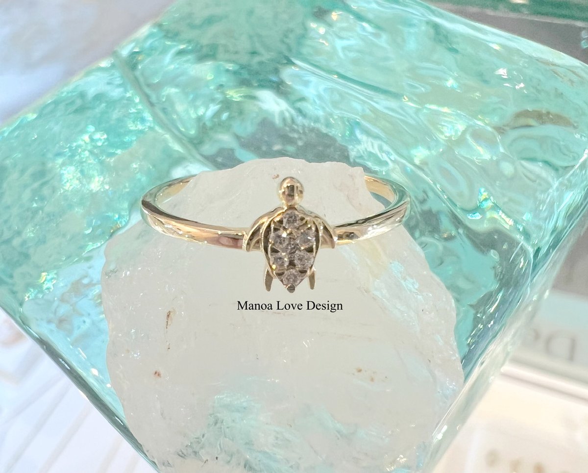 14k solid gold diamond turtle ring | Manoa Love Design