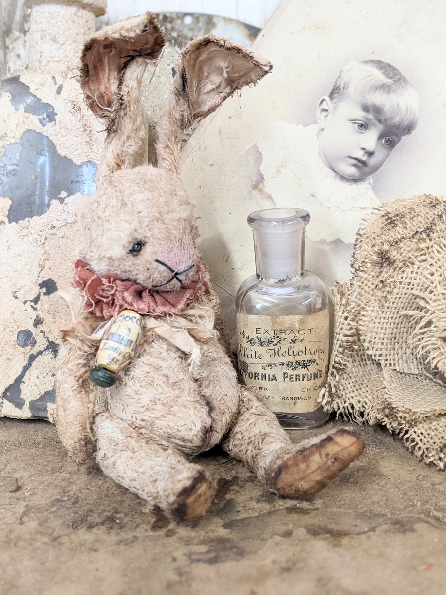 5" (7" incl ears) Vintage Shabby CREAM Marshmallow Bunny Rabbit by ...