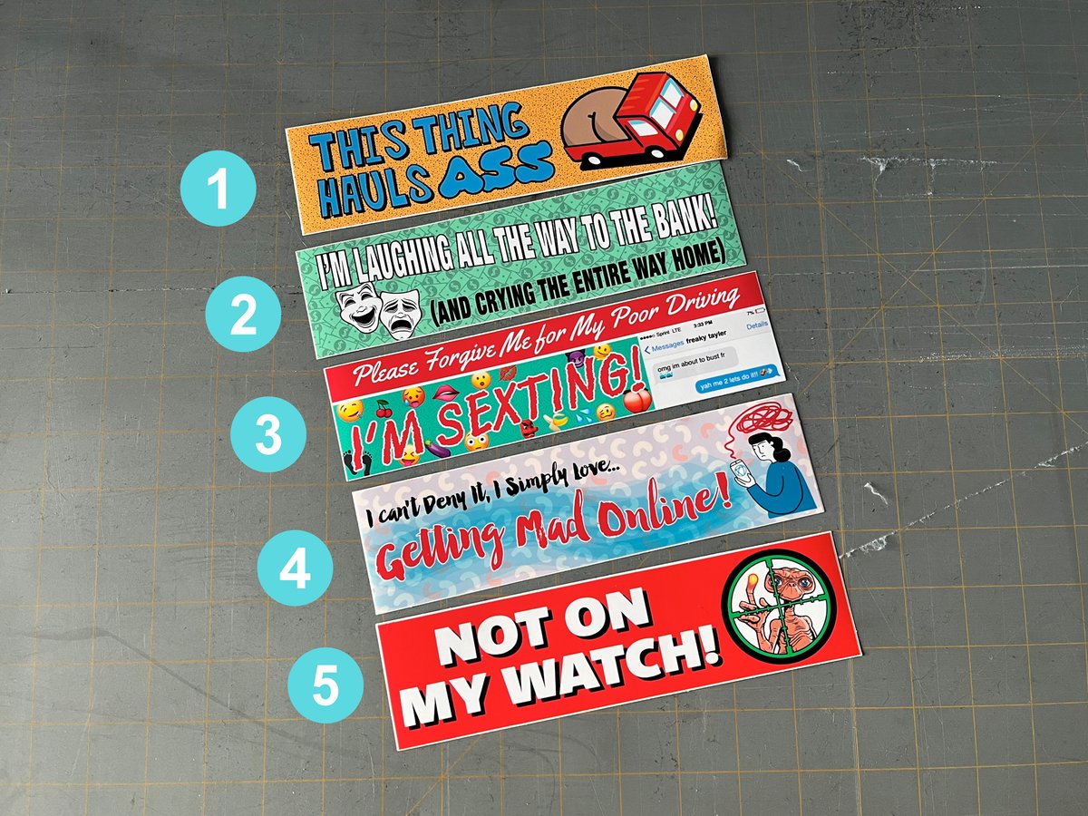mini bumper stickers | terry's junk shop