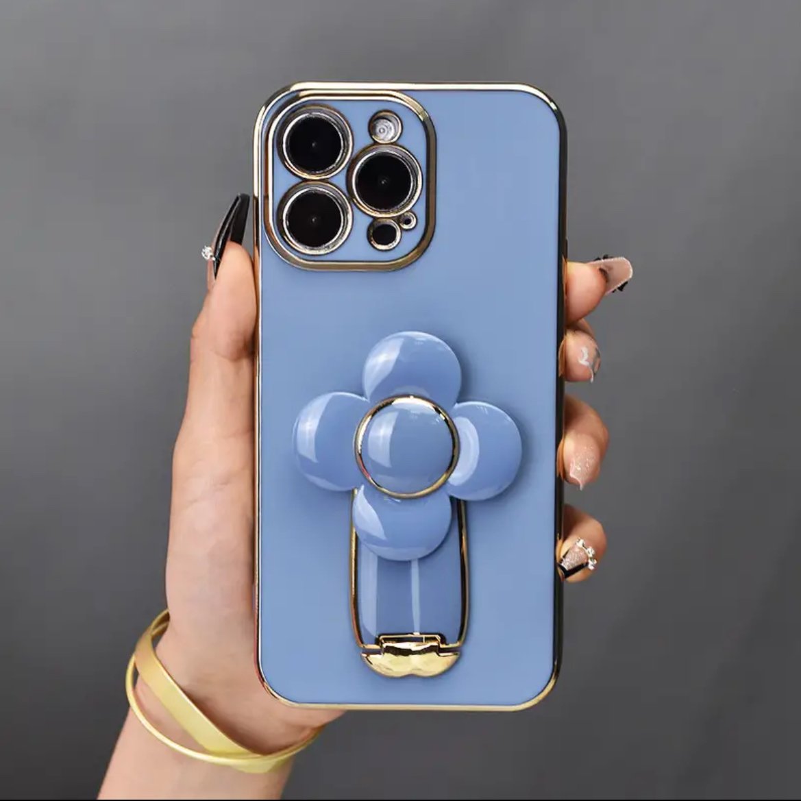 Blue Flower Pinwheel Case with Hidden Stand | Yanku's Care