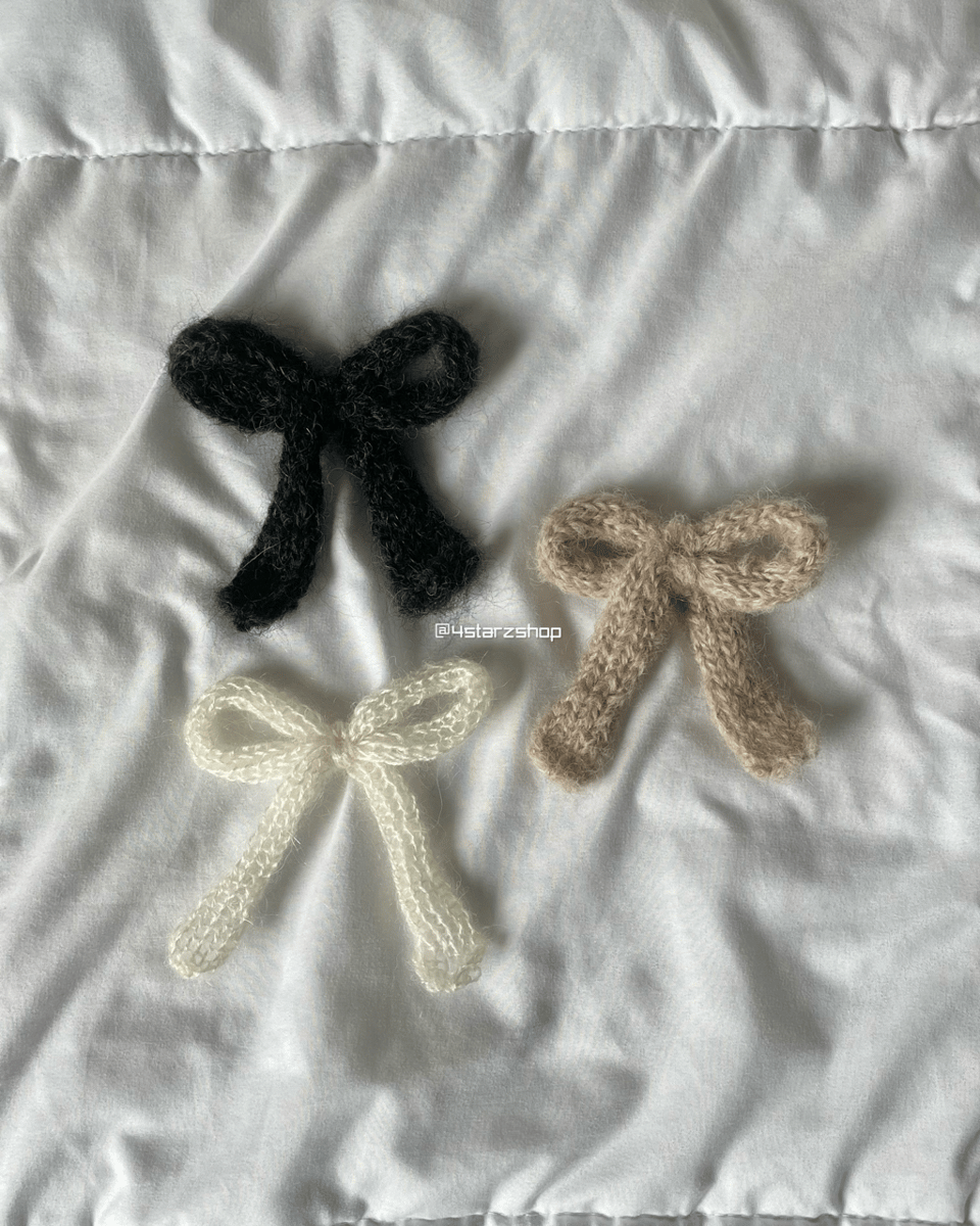 jumbo knit bow pins (neutrals set) | 4starzshop