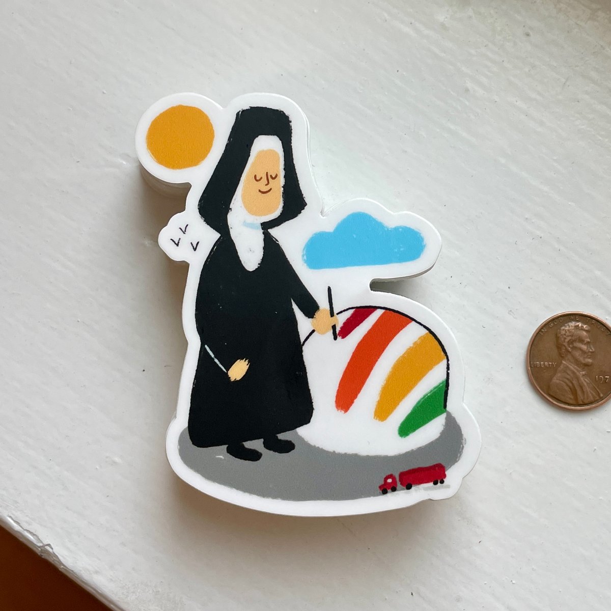 Sister Corita Painting the Rainbow Swash Sticker | Jesse Haley