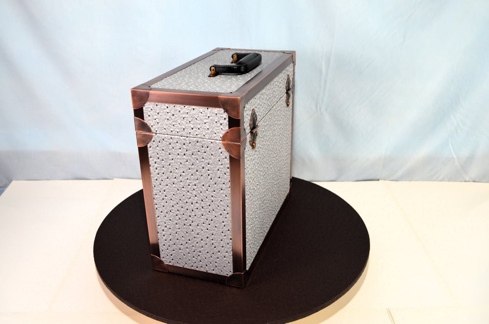 LP Record Storage, Solid Wood Carry Case with Smoked Emu Leather, Solid ...