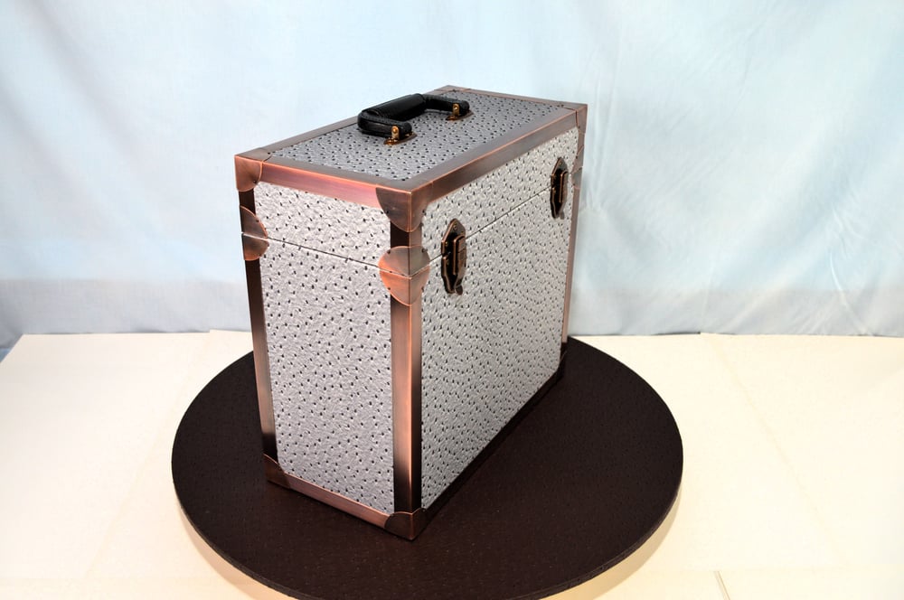 LP Record Storage, Solid Wood Carry Case with Smoked Emu Leather, Solid ...