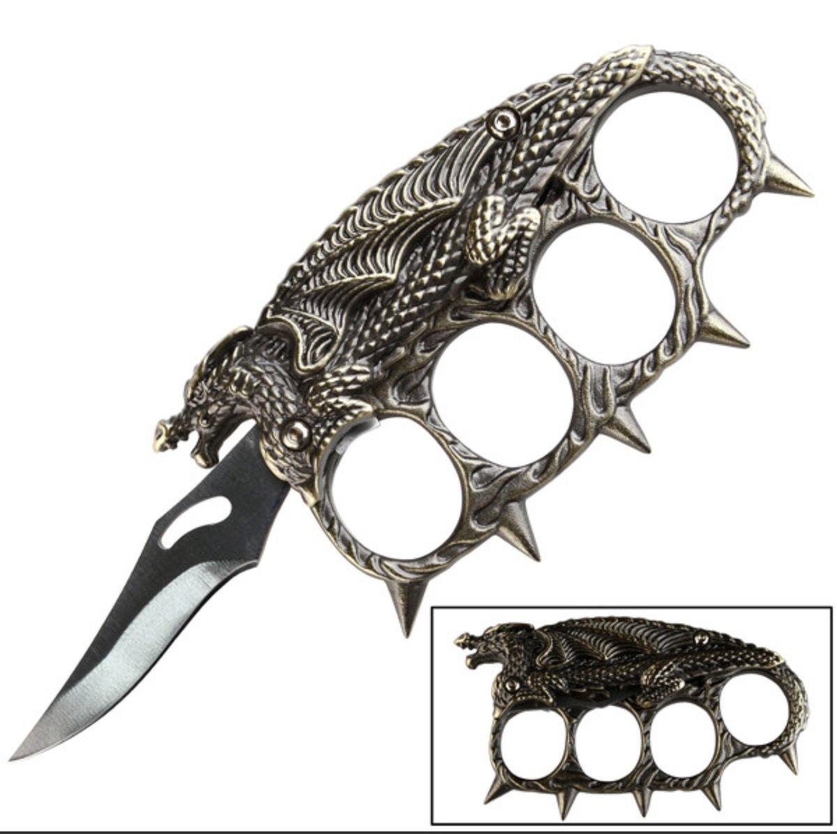 Bone crushing brass knuckle dragon spike 4 inch blade knife this knife ...