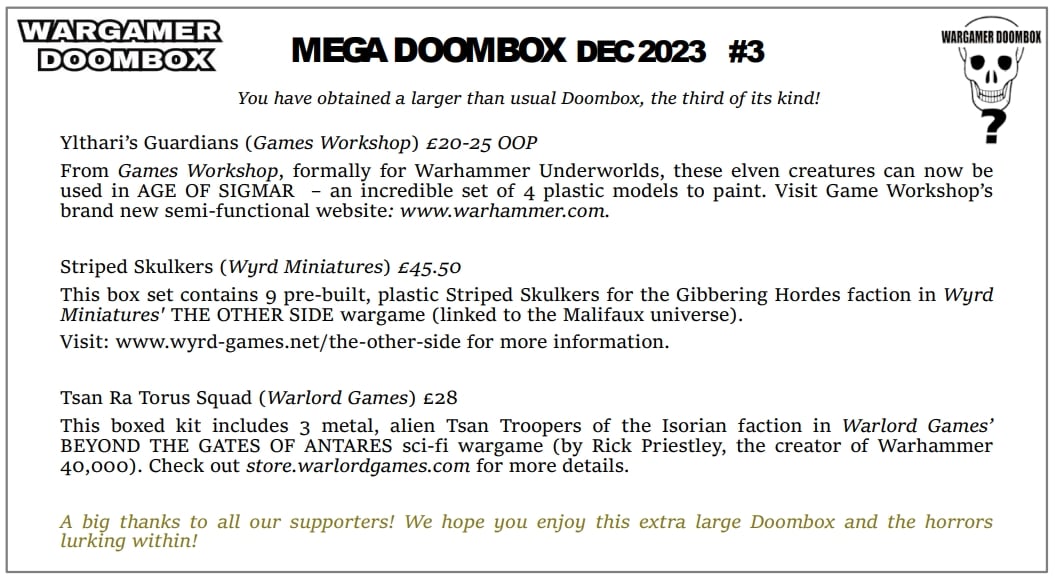 THE MEGA DOOMBOX No.3 | Wargamer Doombox: Your Miniatures Mystery Box