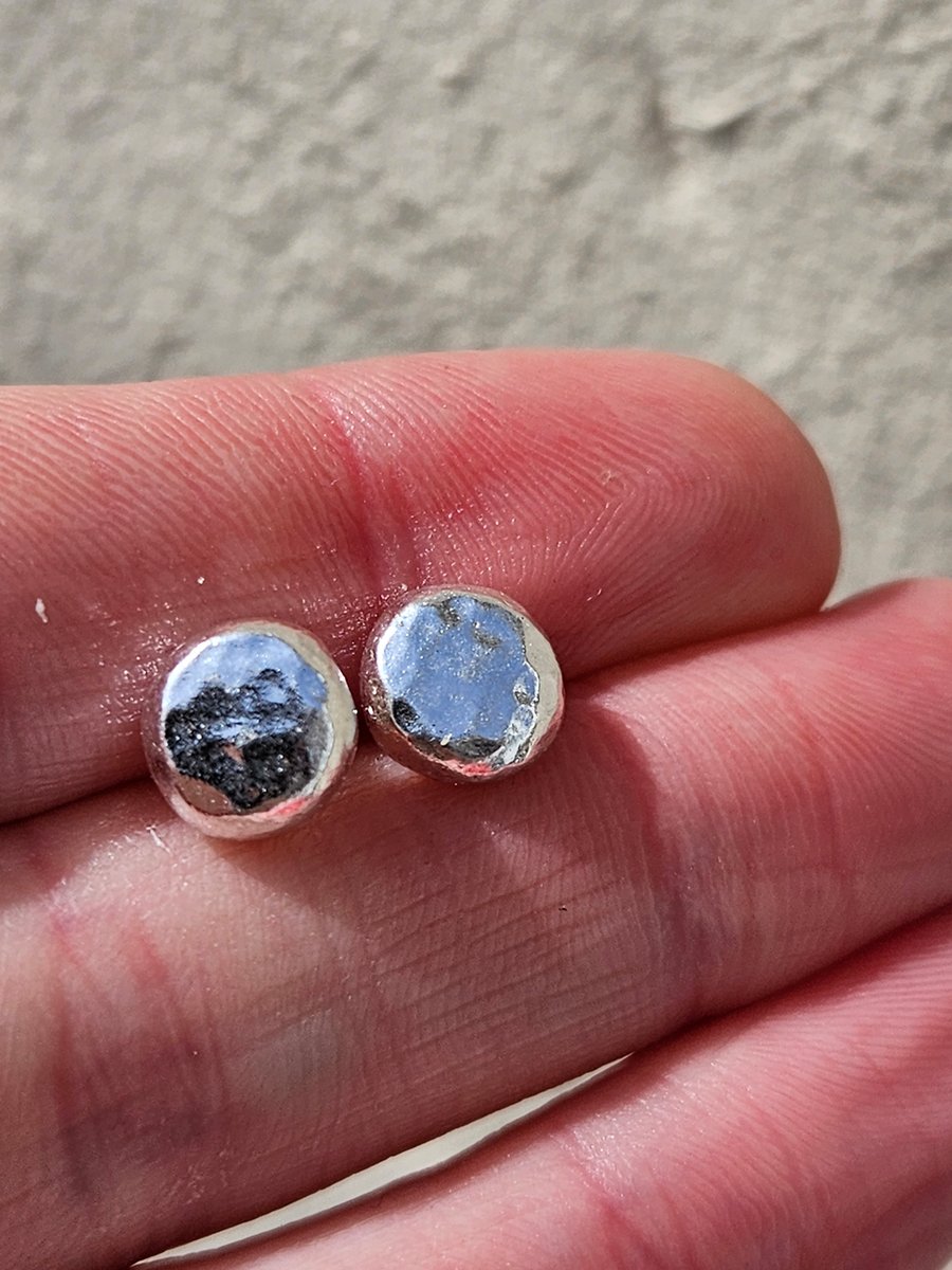 Solid Silver Nugget Studs - Large | Stargazy Cottage Jewellery