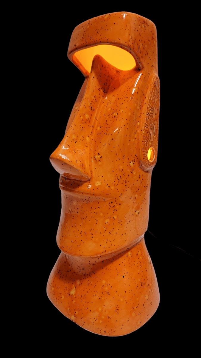 Tiki Classics XL Ceramic Easter Island Moai Lamp ORANGE FIREBURST ...
