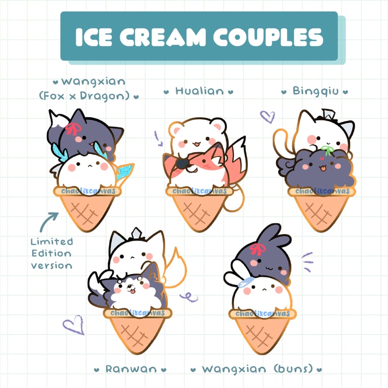 Ice Cream Couples series (SVSSS, MDZS, TGCF, 2HA) - Enamel Pins | chaotixcanvas