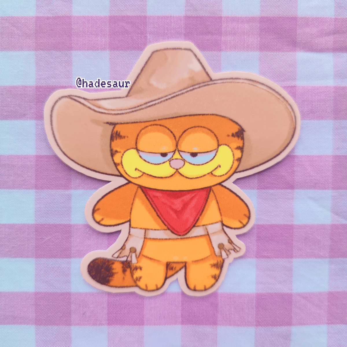 Garfield Cowboy Waterproof Vinyl Sticker | hadesaur