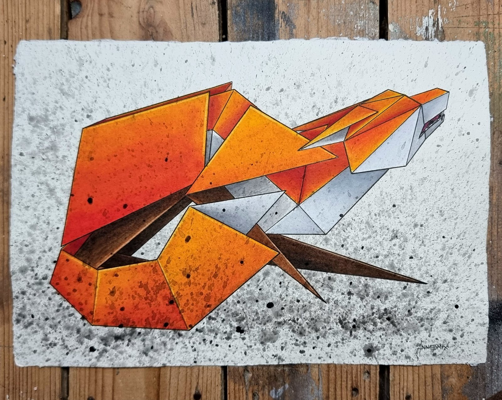 "Mars" original watercolour / ANNATOMIX