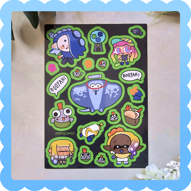 splatoon 3 ️ waterproof vinyl sticker sheet | jeanini's art shop