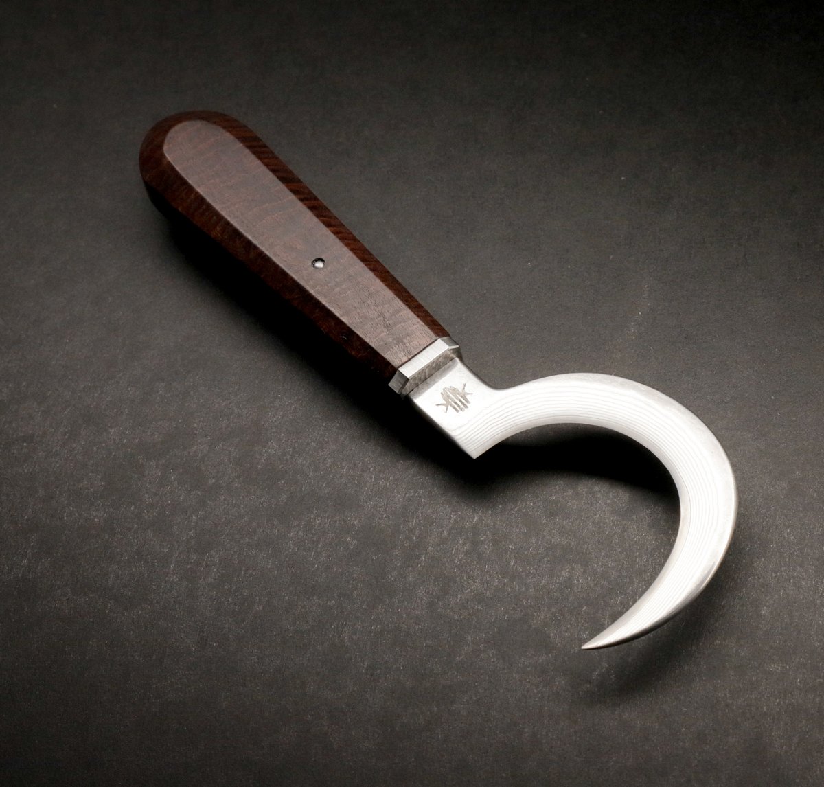 Damascus pocket sickle | Volkofsky Knives