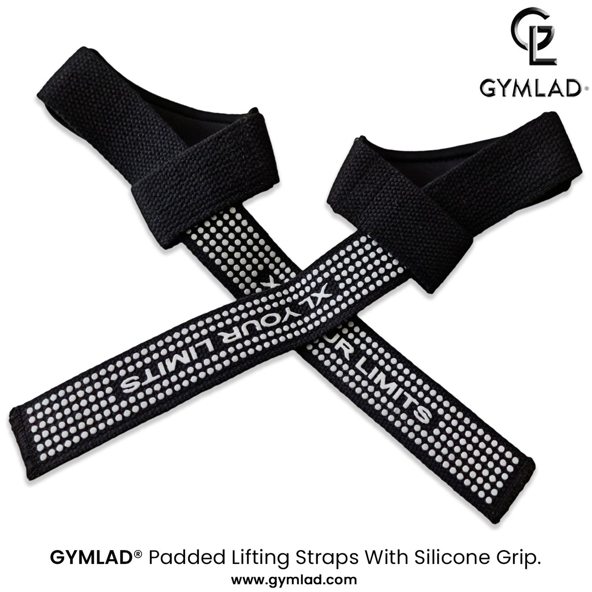 GYMLAD Premium Padded Lifting Straps with Silicone Grip – Enhanced Gym ...