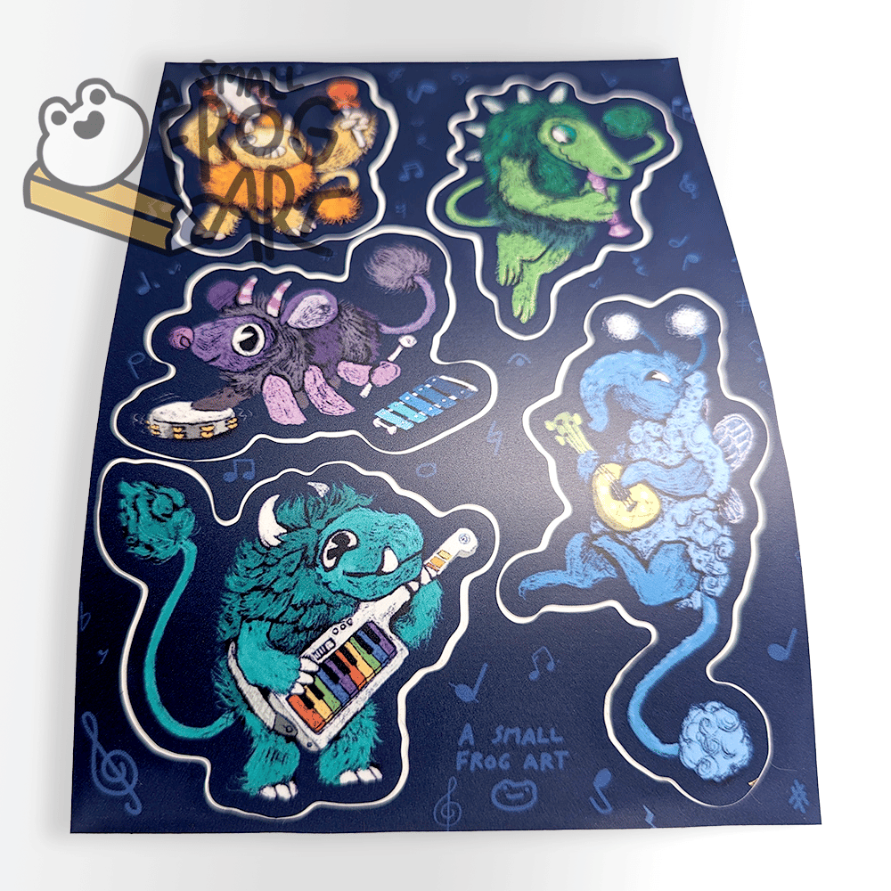 Musical Monster Band | Sticker Sheet | A Small Frog Art