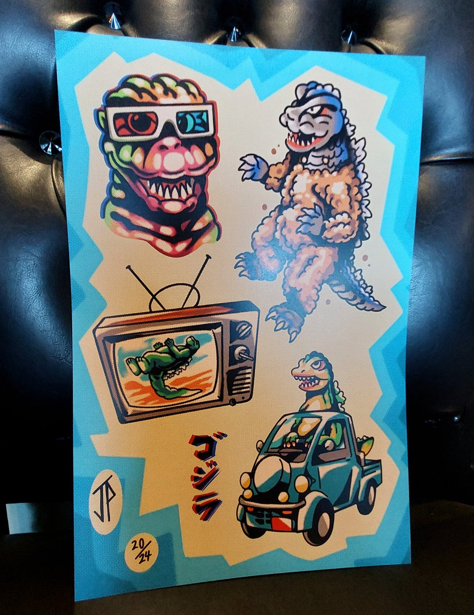 Goofy Godzilla 11x17 print | JugglingDinoArt