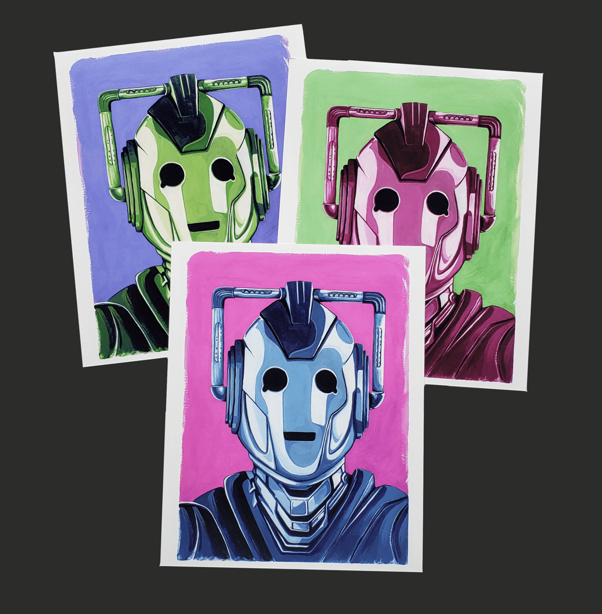 Cyberman - Dr Who - Watercolor Prints - 3 variations | Kelly Maldonado Art