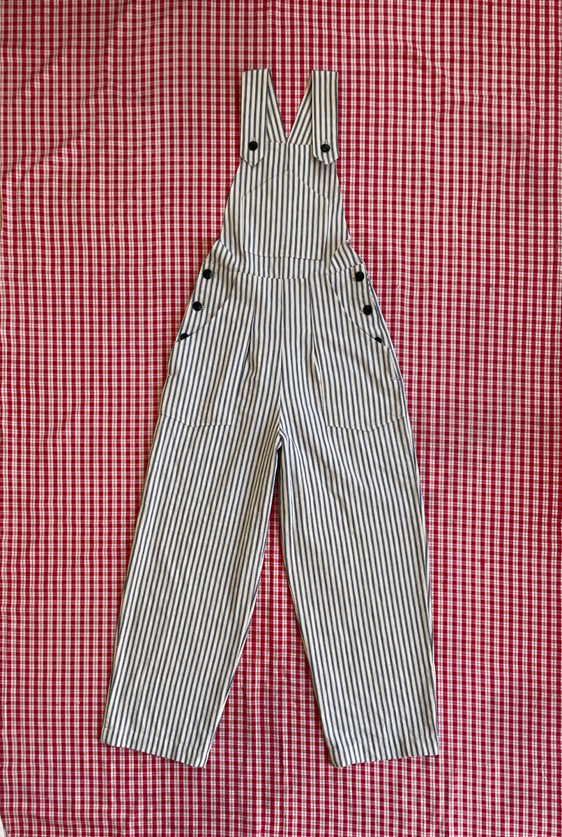 1940’s inspired Overalls in Ticking Fabric | Howdy Ol' Hems