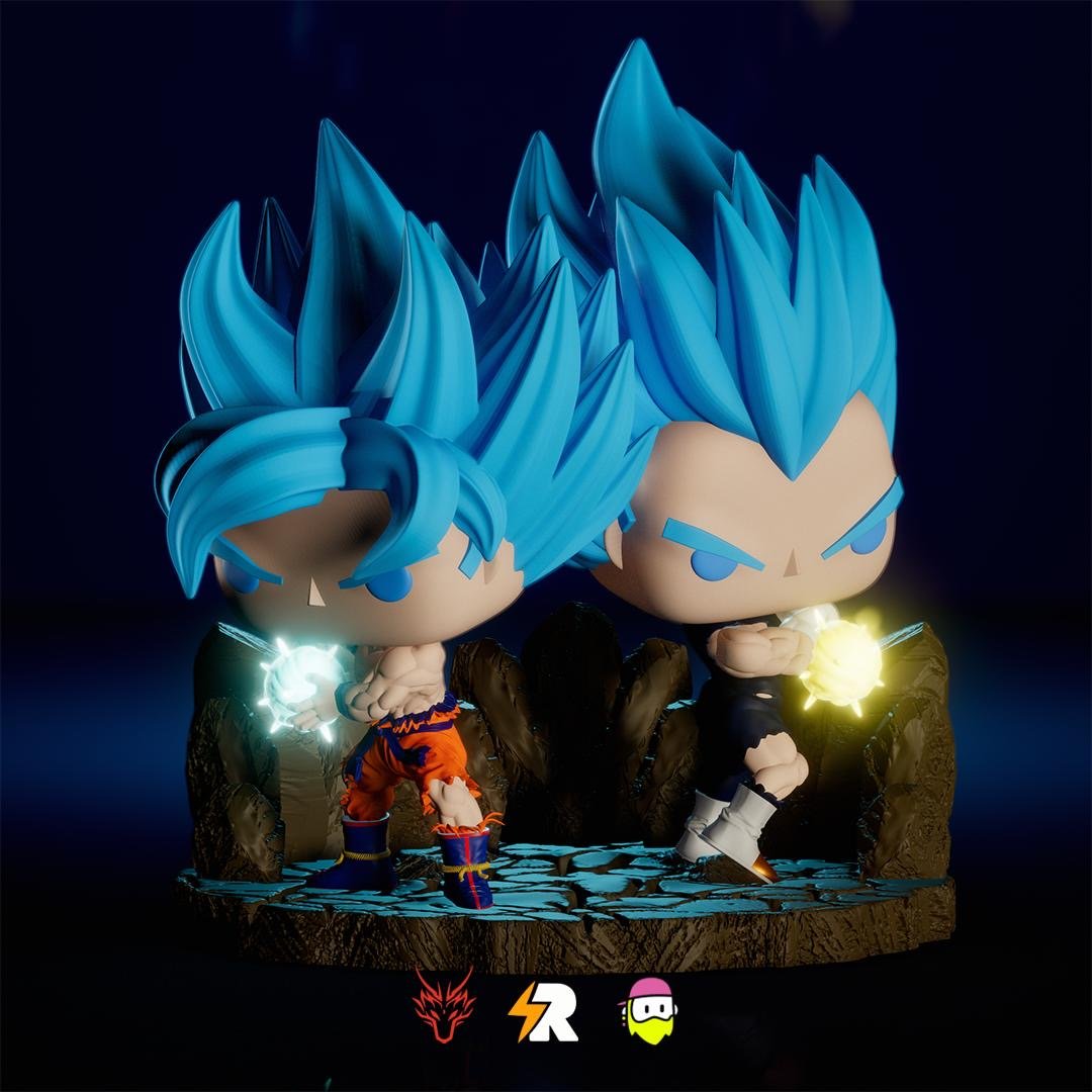 SSJB GOKU & SSJB VEGETA (SET) (DRAGON BALL SUPER: BROLY) CUSTOM FUNKO POP | DragonPopCustoms