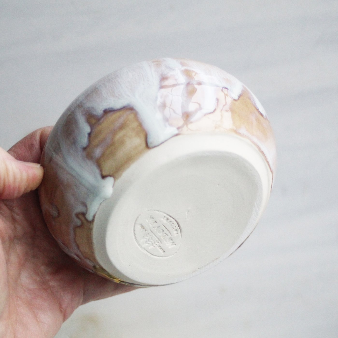 Ceramic Salt Cellar in Rustic White and Ocher Dripping Glaze ...