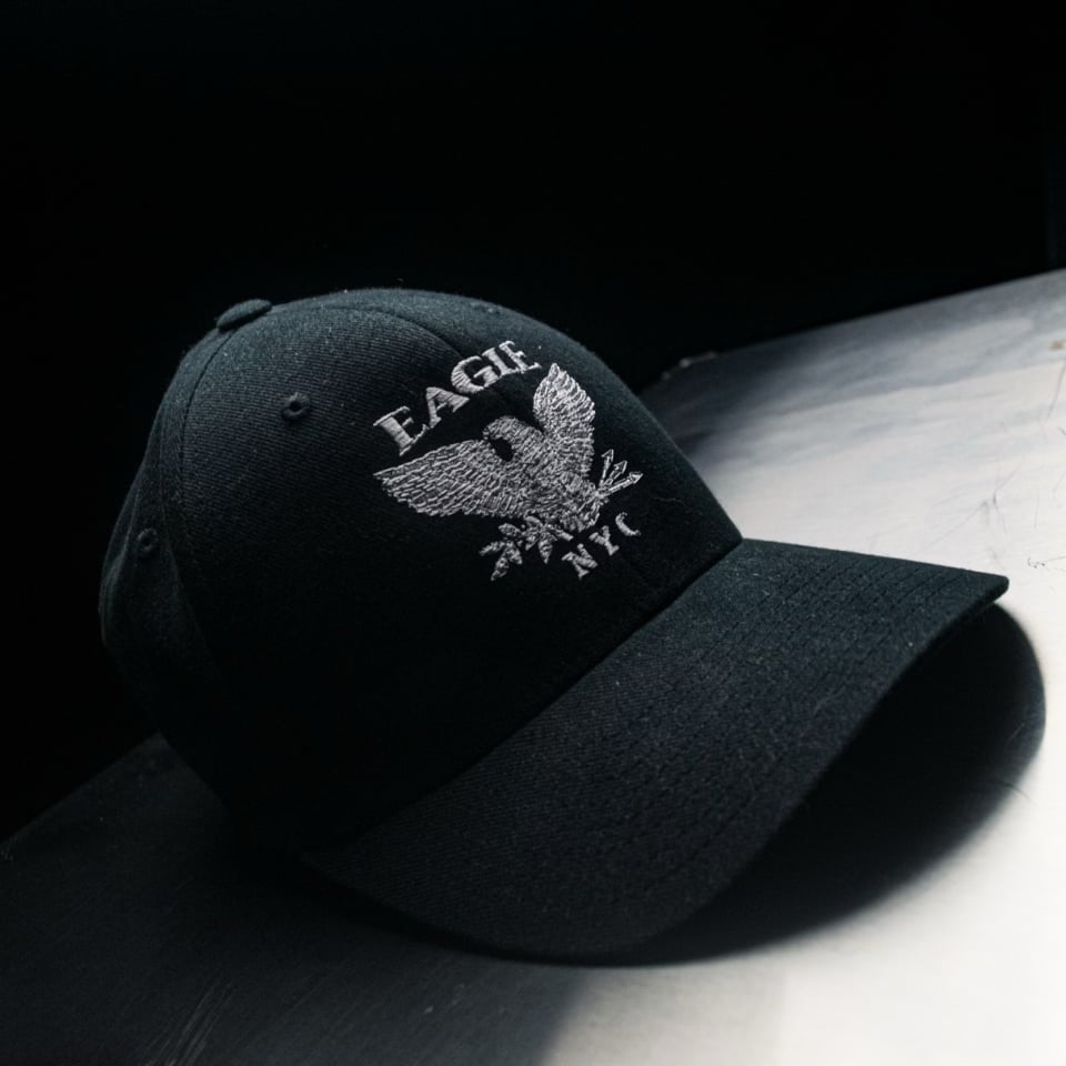 The Eagle NYC Flexfit BB-Cap / Black with Silver Gray Logo | The Eagle NYC