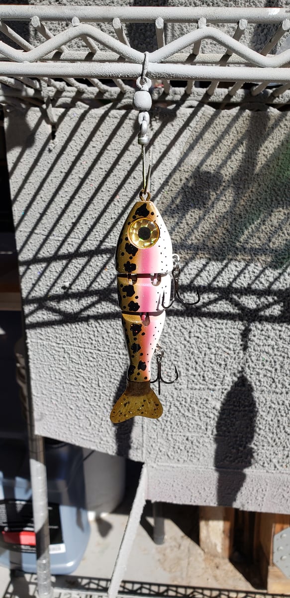 5 inch Stubby. Olive 3 Dot. 1oz | Triple Trout - Handcrafted Swim Baits